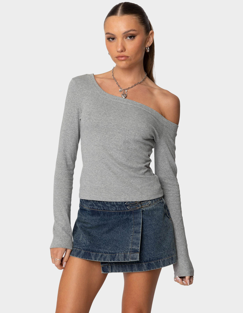 EDIKTED Adelaine Asymmetric Top - GRAY | Tillys