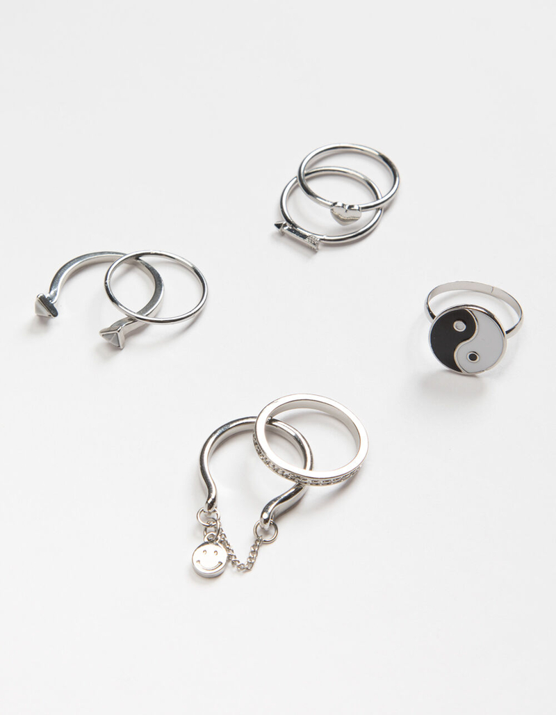 FULL TILT 7 Piece Yin Yang & Chain Ring Set - SILVER - 8 | Tillys