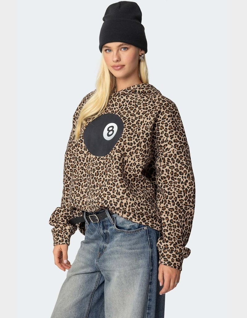 EDIKTED Leopard Magic 8 Oversized Hoodie - ORANGE | Tillys