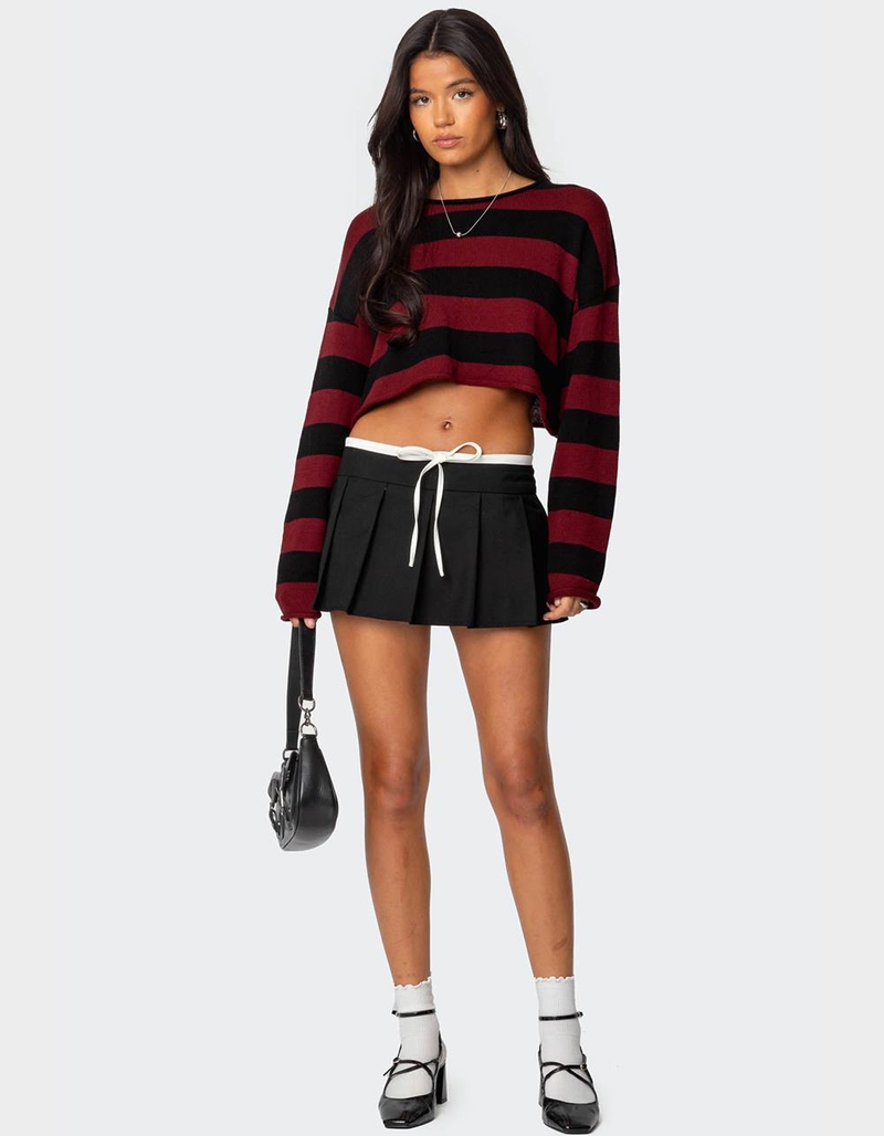 Edikted Contrast Drawstring Pleated Mini Skort Black M Tillys