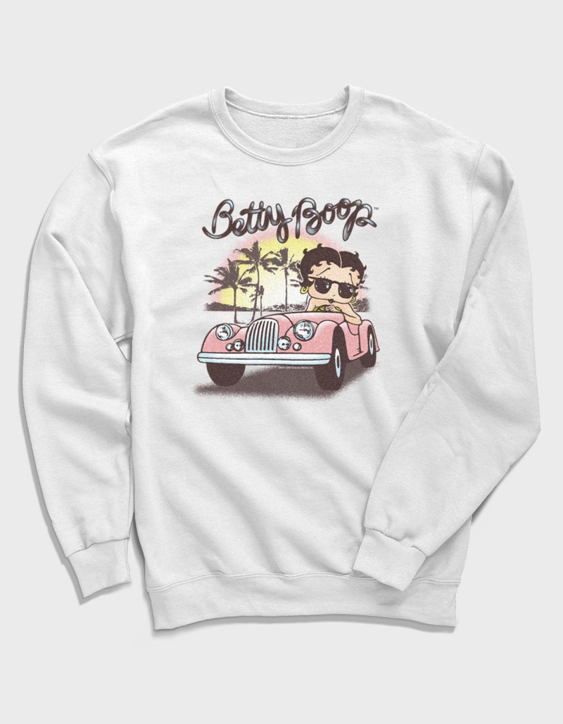 BETTY BOOP Sunset Palms Unisex Crewneck Sweatshirt - WHITE | Tillys