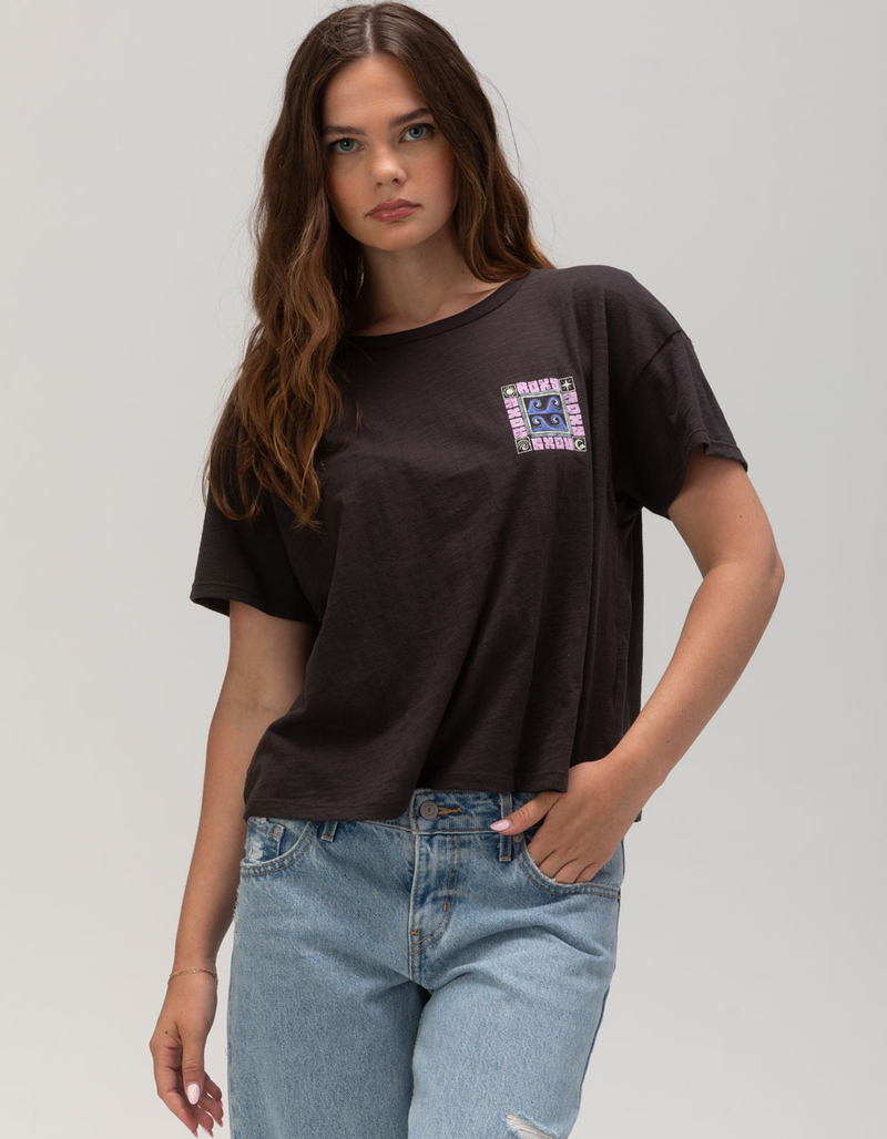 ROXY Wave Block Womens Crop Tee - BLACK | Tillys