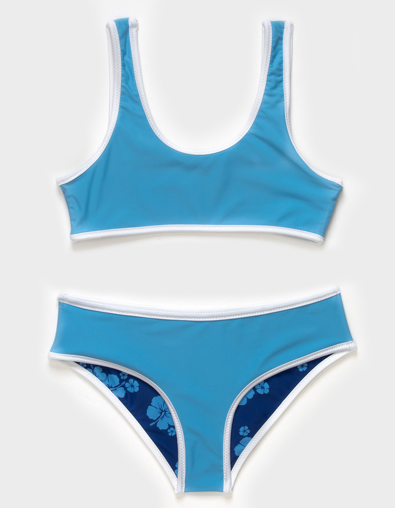 Full Tilt Reversible Girls Bralette Bikini Set Blue Combo Tillys