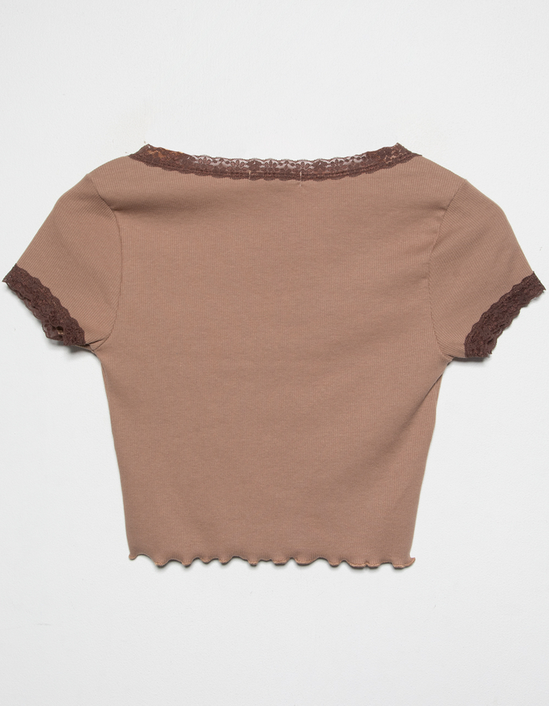 FULL TILT Lace Trim Womens Tee - BROWN | Tillys