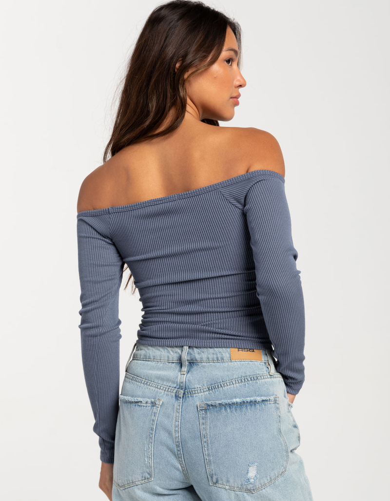 RSQ Womens Off Shoulder Long Sleeve Top - BLUE | Tillys