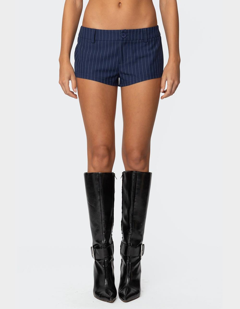 EDIKTED Harrison Pinstripe Micro Shorts - NAVY | Tillys