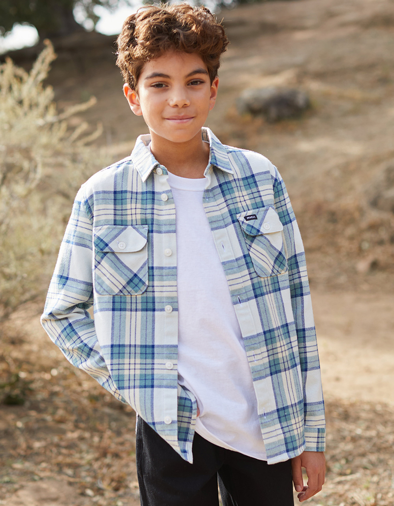 RVCA That'll Work Boys Flannel - WHITE COMBO - XL | Tillys