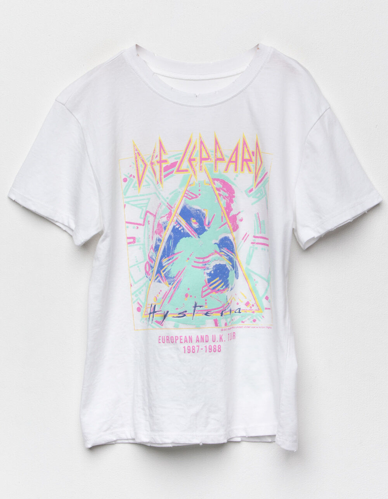 THE VINYL ICONS Def Leppard Girls Oversized Tee - WHITE - XS | Tillys