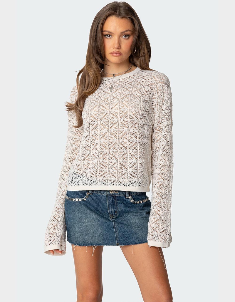 EDIKTED Open Knit Sweater - WHITE - M | Tillys
