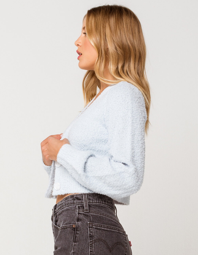 COTTON CANDY LA Fuzzy Womens Light Blue Crop Cardigan - LIGHT BLUE - M ...