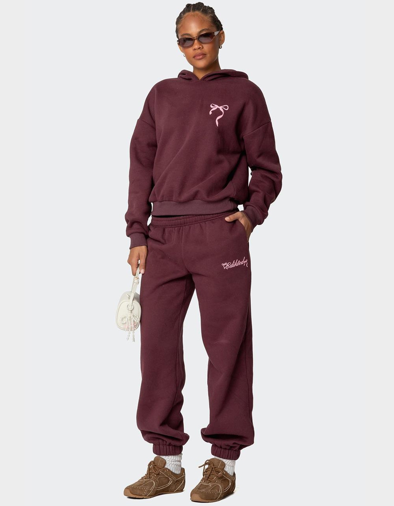 EDIKTED Sasha Bow Detail Sweatpants - DK RED - XS | Tillys