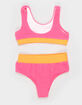 SEAESTA SURF Textured Girls Bralette Bikini Set - PINK COMBO - 8 | Tillys