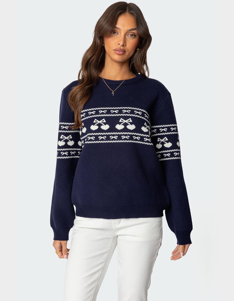 EDIKTED Holiday Cheer Sweater - NAVY | Tillys