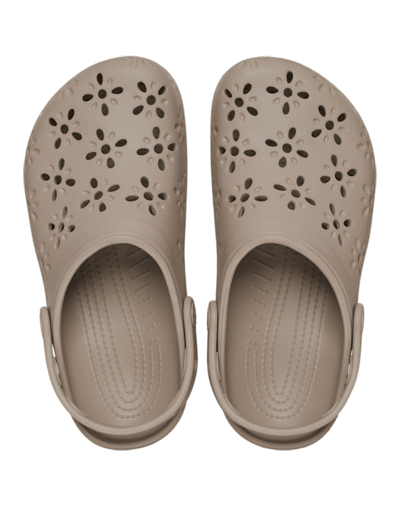 CROCS Floral Cut-Out Womens Classic Clogs - TAUPE - 9 | Tillys
