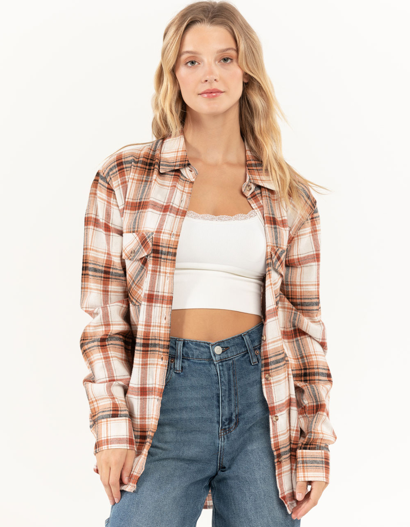 RSQ Womens Oversized Flannel - RUST | Tillys