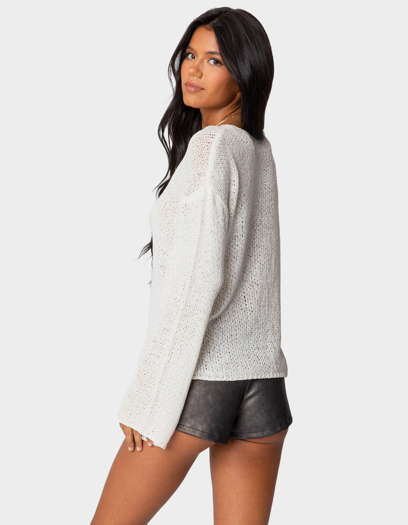 EDIKTED Drop Shoulder Light Knit Sweater - WHITE | Tillys