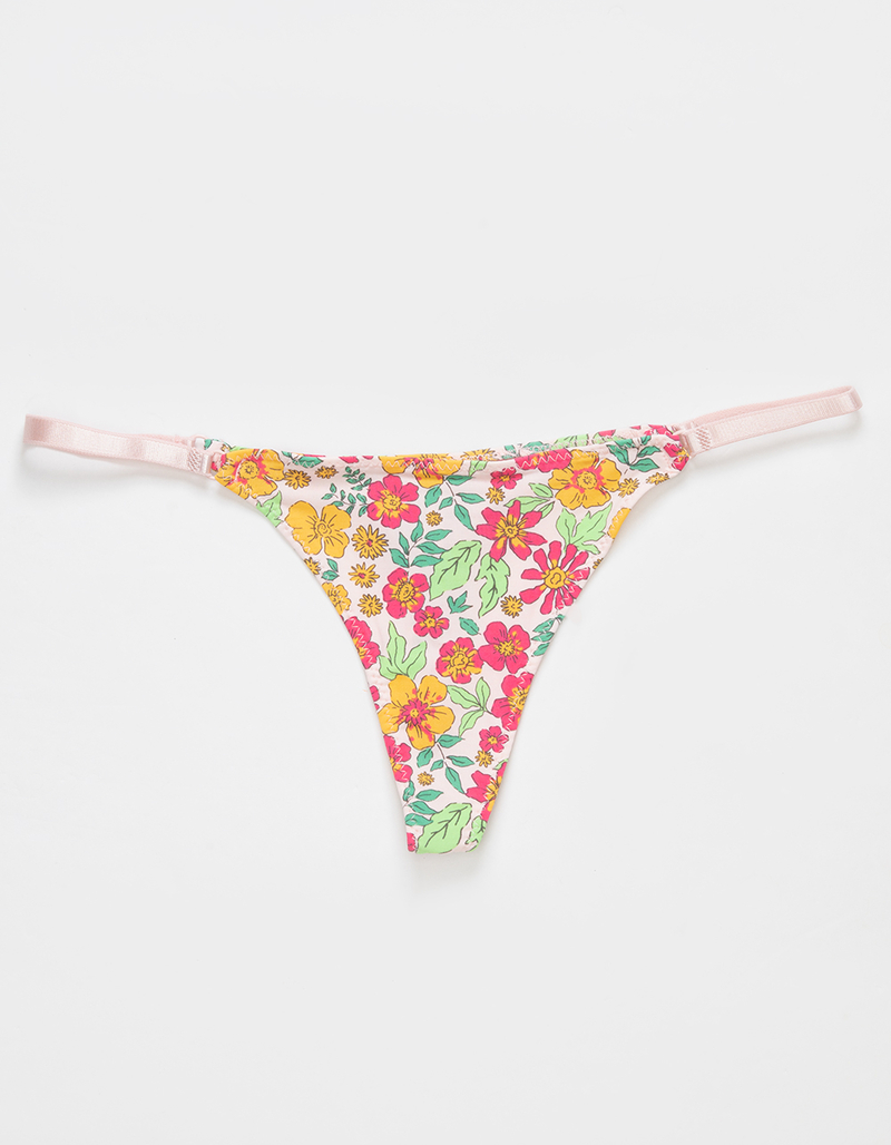 LOVE LIBBY Floral Strappy Thong - PINK/AQUA | Tillys