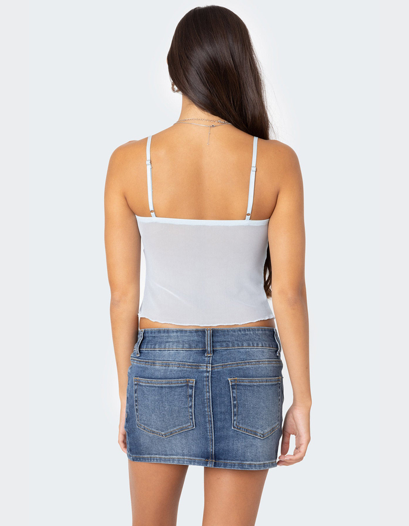 EDIKTED Serafina Sheer Mesh Tank Top - LIGHT BLUE - XL | Tillys