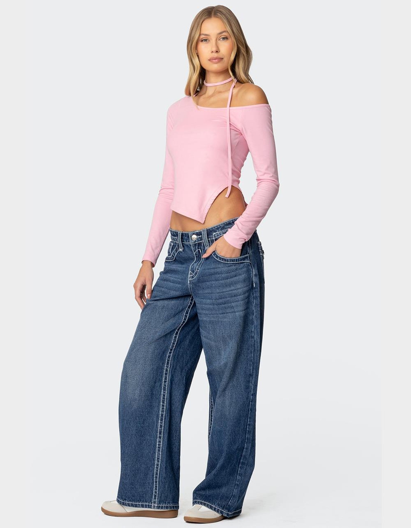 EDIKTED Asymmetric Two Piece Choker Top - LIGHT PINK | Tillys