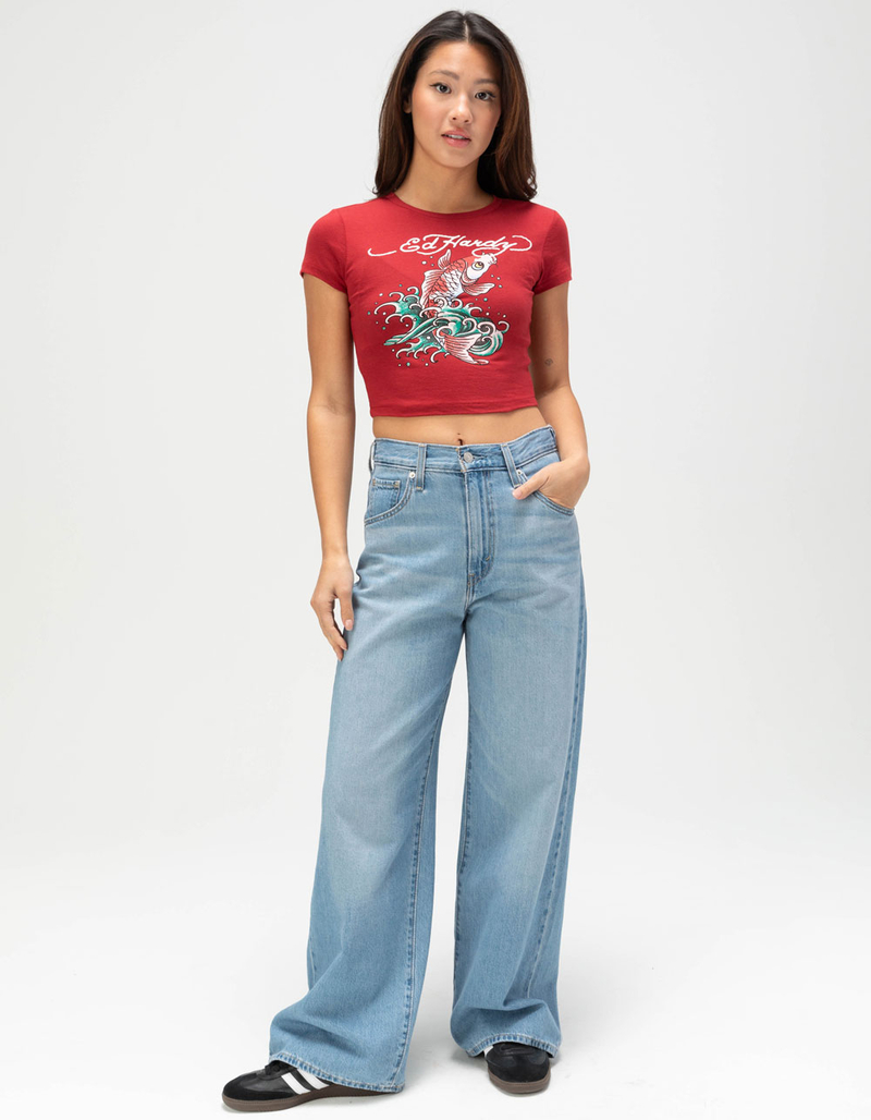 ED HARDY Koi Fish Womens Baby Tee - WINE - L | Tillys
