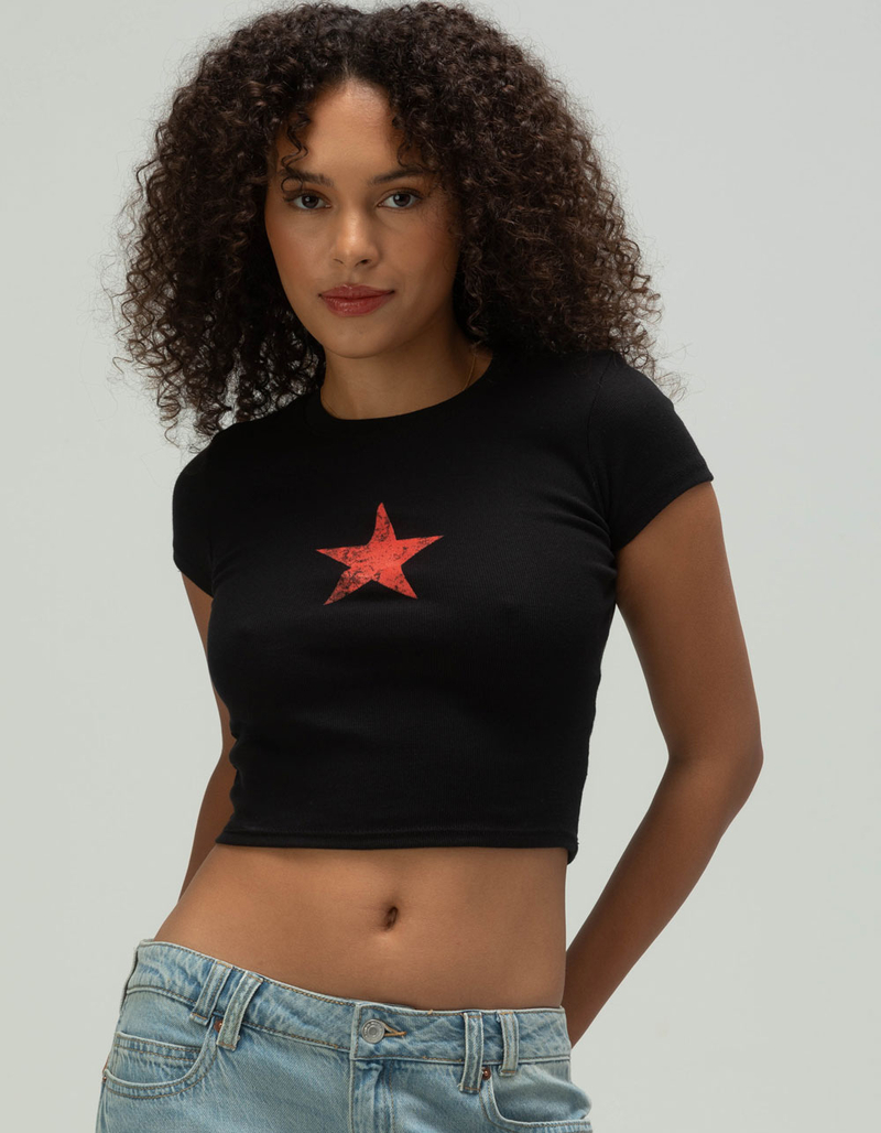 RSQ Womens Star Baby Tee - BLACK - XS | Tillys