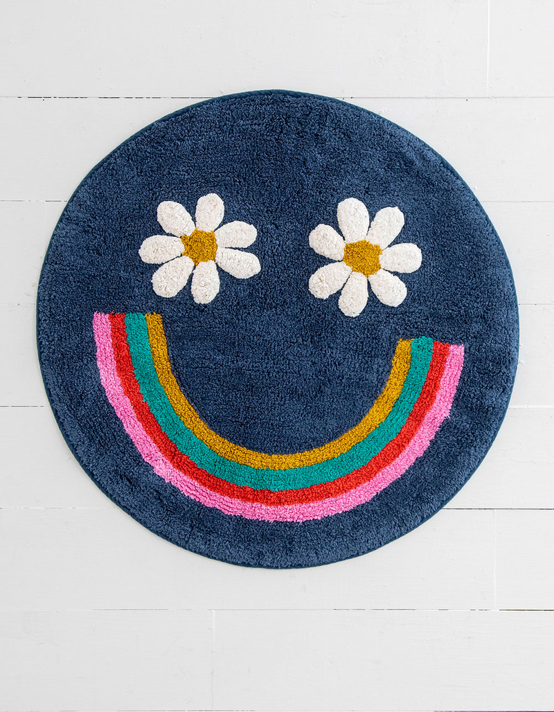 NATURAL LIFE Smile Rounded Bath Mat - BLUE - ONE SIZE | Tillys
