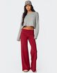 EDIKTED Wide Leg Fold Over Pants - DK RED | Tillys