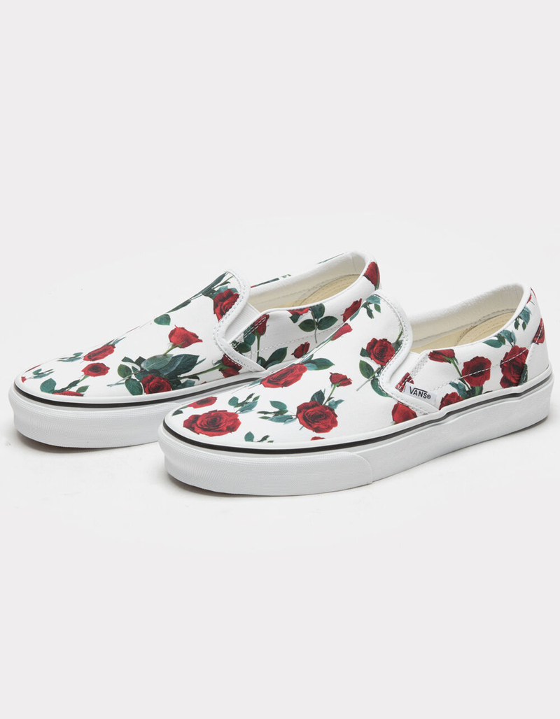 VANS Roses Womens Classic Slip-On Shoes - RED COMBO - 10.5 | Tillys