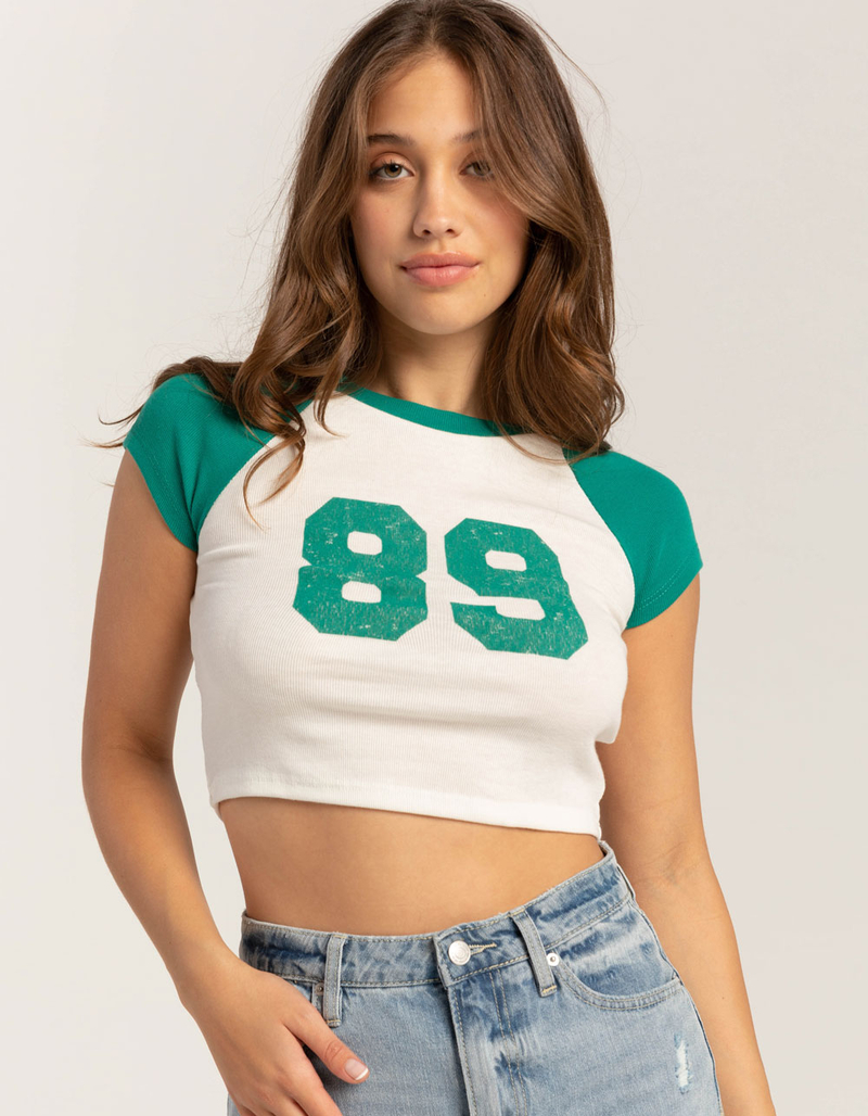 RSQ Womens #89 Raglan Baby Tee - GREEN - M | Tillys