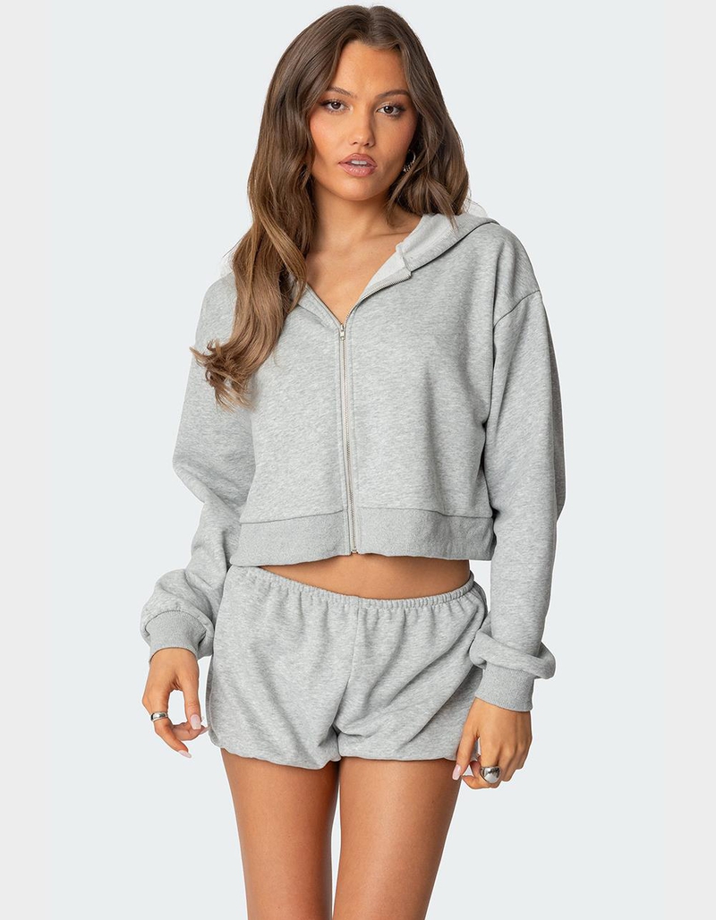 EDIKTED Robina Zip Up Hoodie - GRAY - L | Tillys