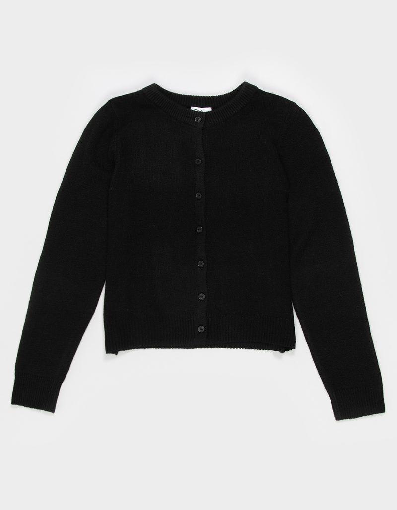FULL CIRCLE TRENDS Button Front Girls Long Sleeve Cardigan - BLACK | Tillys
