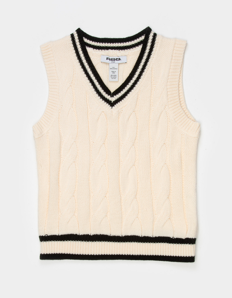 RSQ Girls Cable Sweater Vest - CREAM/BLACK | Tillys
