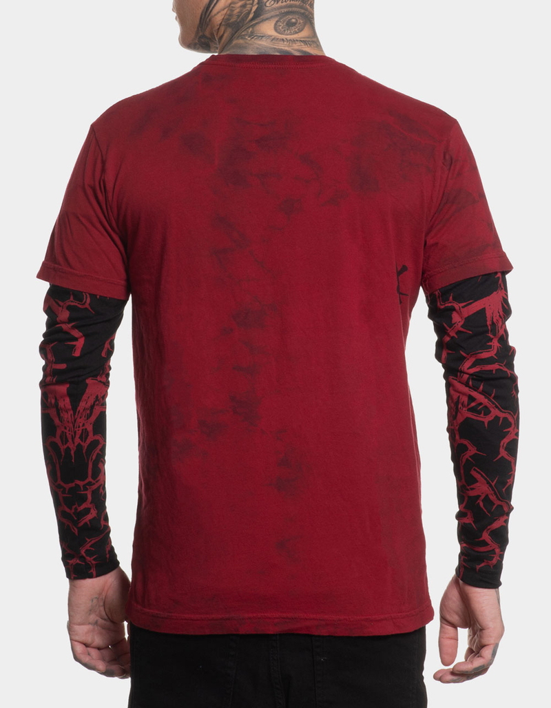 AFFLICTION Crows Mens 2fer Long Sleeve Tee - BURGUNDY | Tillys