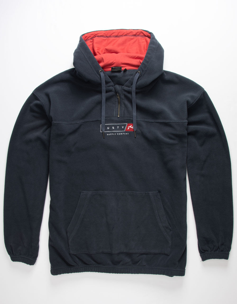 RUSTY Centre Section Quarter Zip Fleece Mens Hoodie - NAVY | Tillys