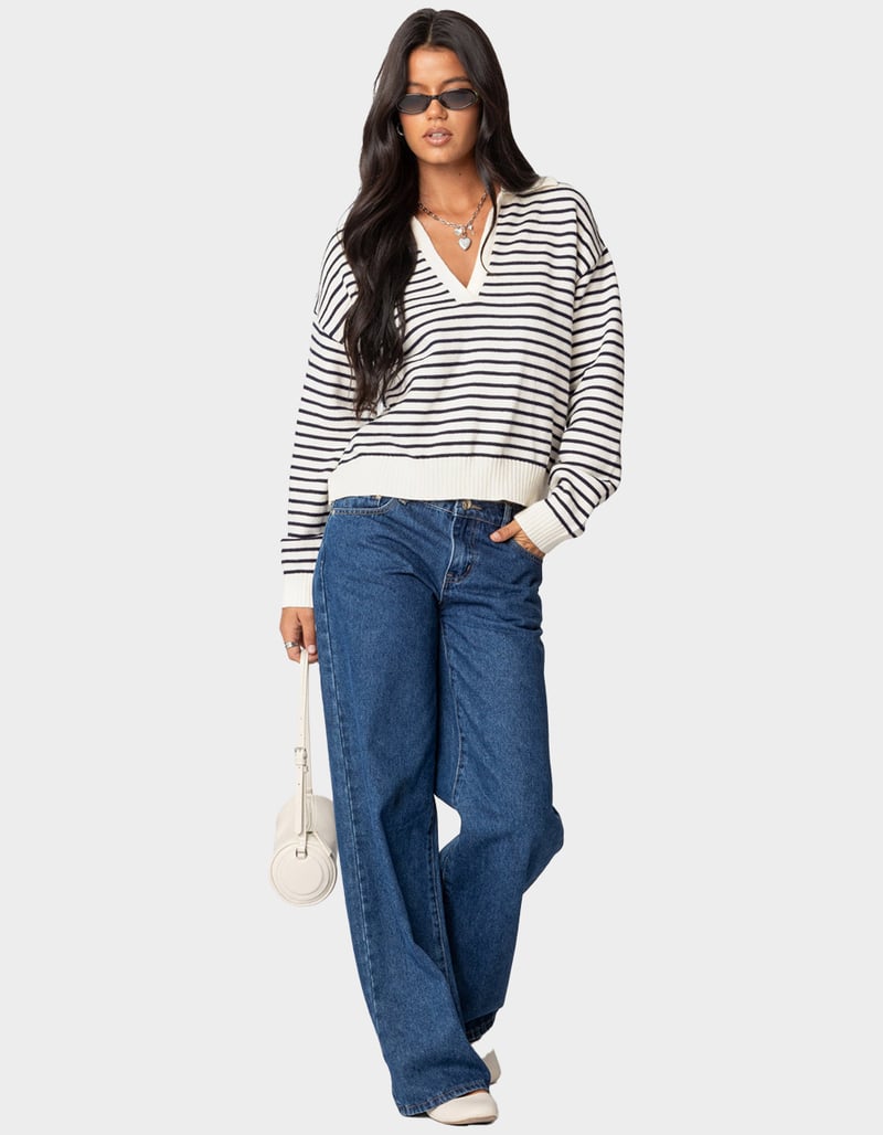 EDIKTED Copenhagen Oversized Striped Sweater - BEIGE | Tillys