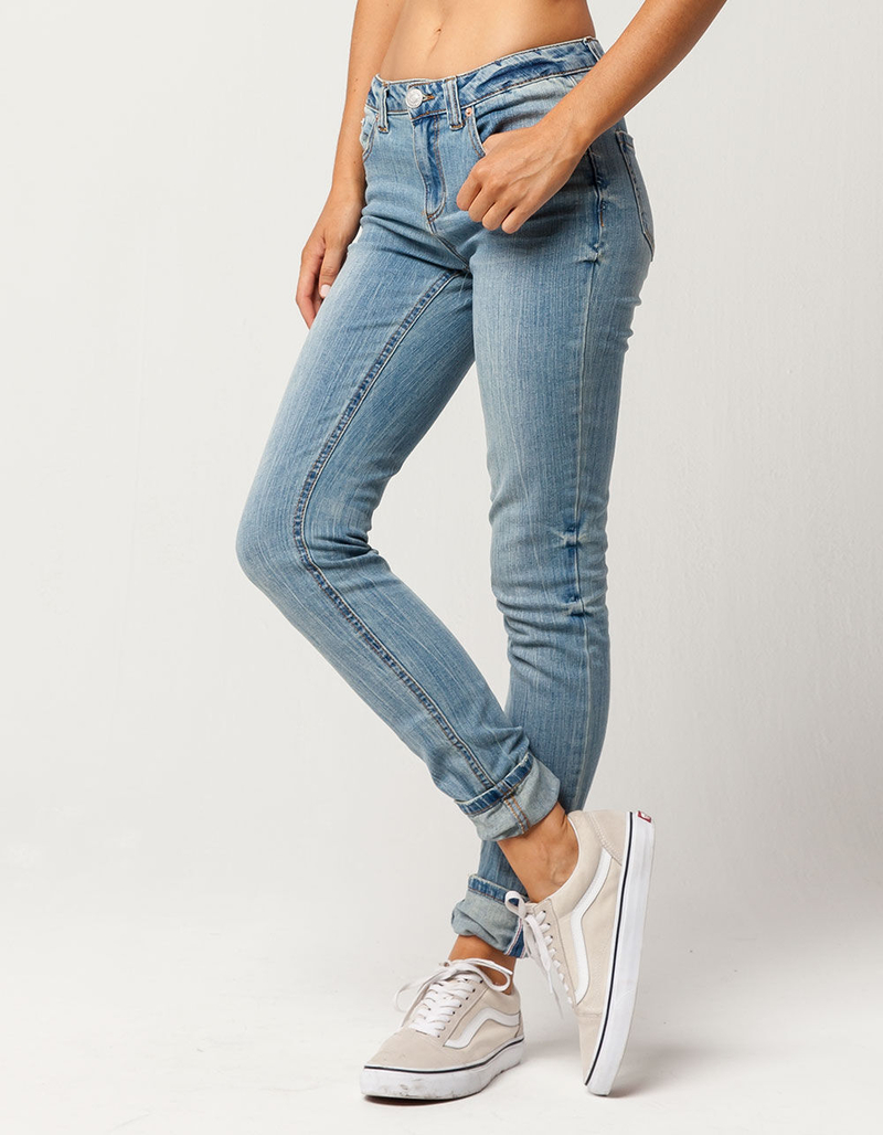 ALMOST FAMOUS Premium Cuffed Womens Skinny Jeans - LTBLA - 11 | Tillys