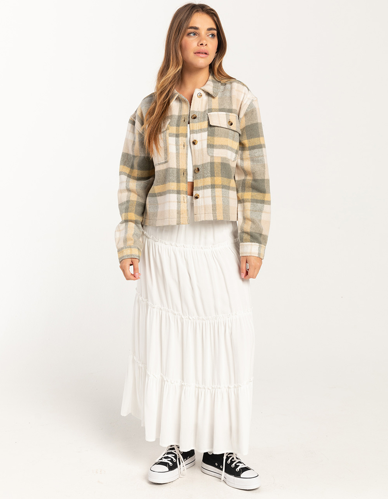 FULL TILT Womens Crop Shacket - OLIVE COMBO | Tillys