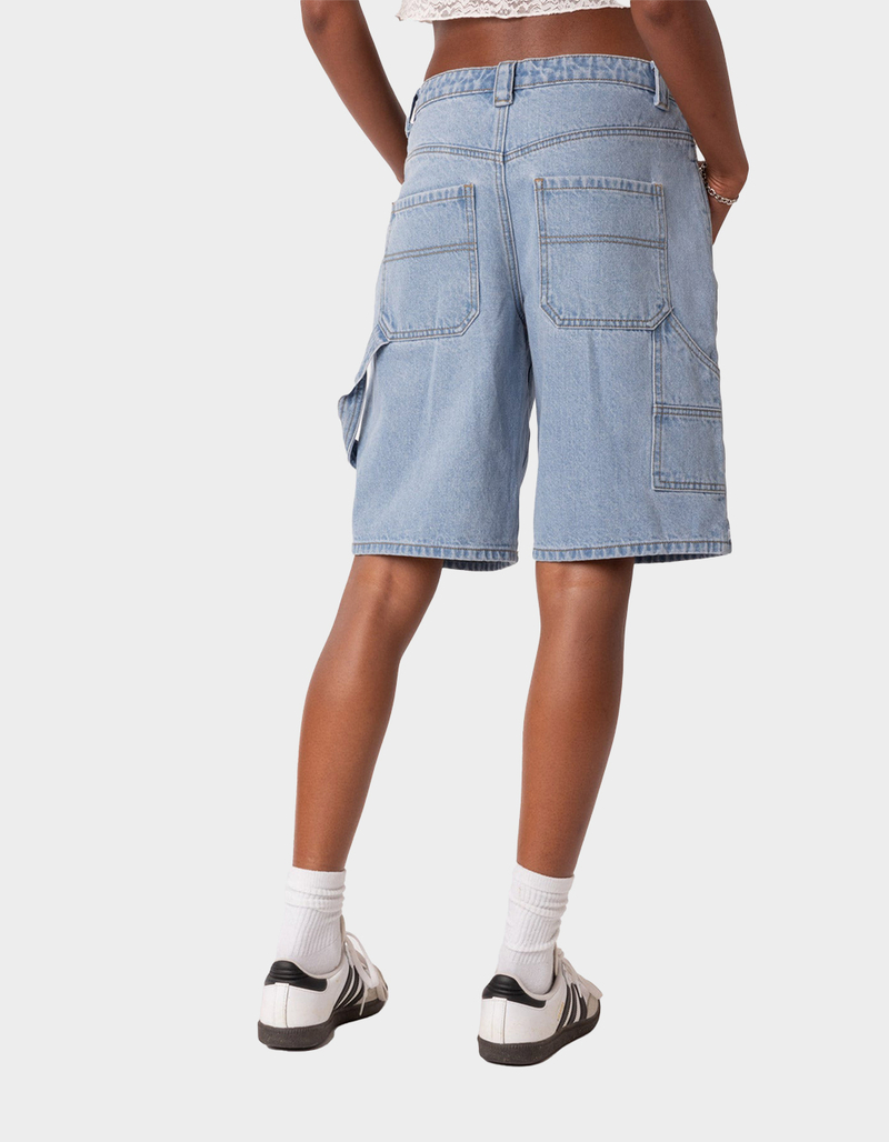 EDIKTED Low Rise Bermuda Denim Carpenter Shorts - LIGHT BLUE | Tillys