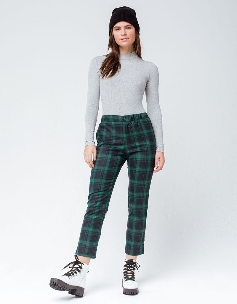 SKY AND SPARROW Crop Plaid Womens Pants - GREEN COMBO - S | Tillys