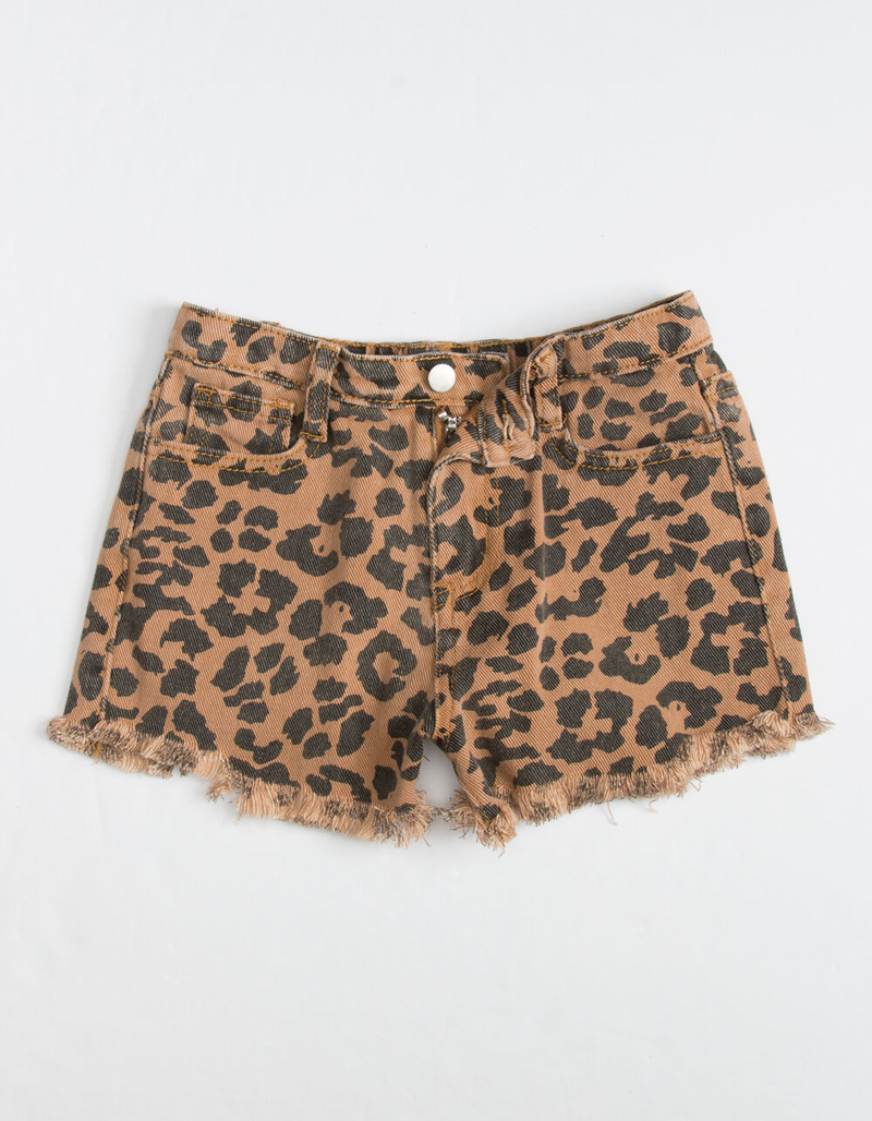 HAYDEN Girls Leopard Denim Shorts - LEOPARD - S | Tillys