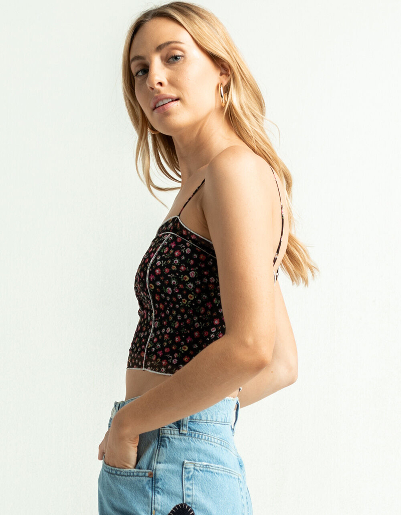 Sky And Sparrow Ditsy Mesh Womens Cami Black Tillys