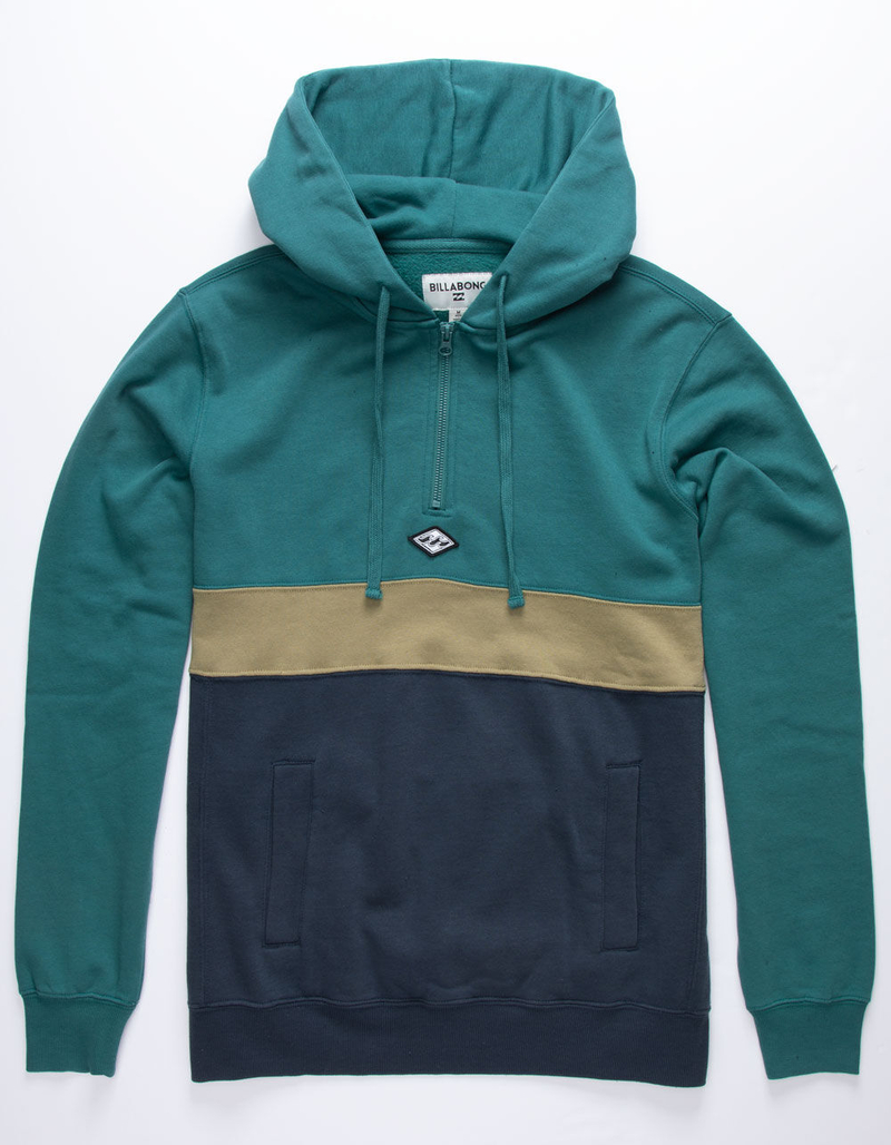 BILLABONG Quarter Zip Wave Washed Mens Hoodie - EMERALD - L | Tillys