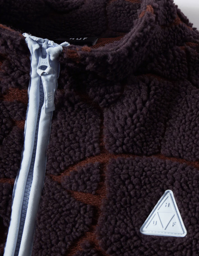 HUF Quake Mens High Pile Fleece Jacket - BROWN COMBO - XXL | Tillys
