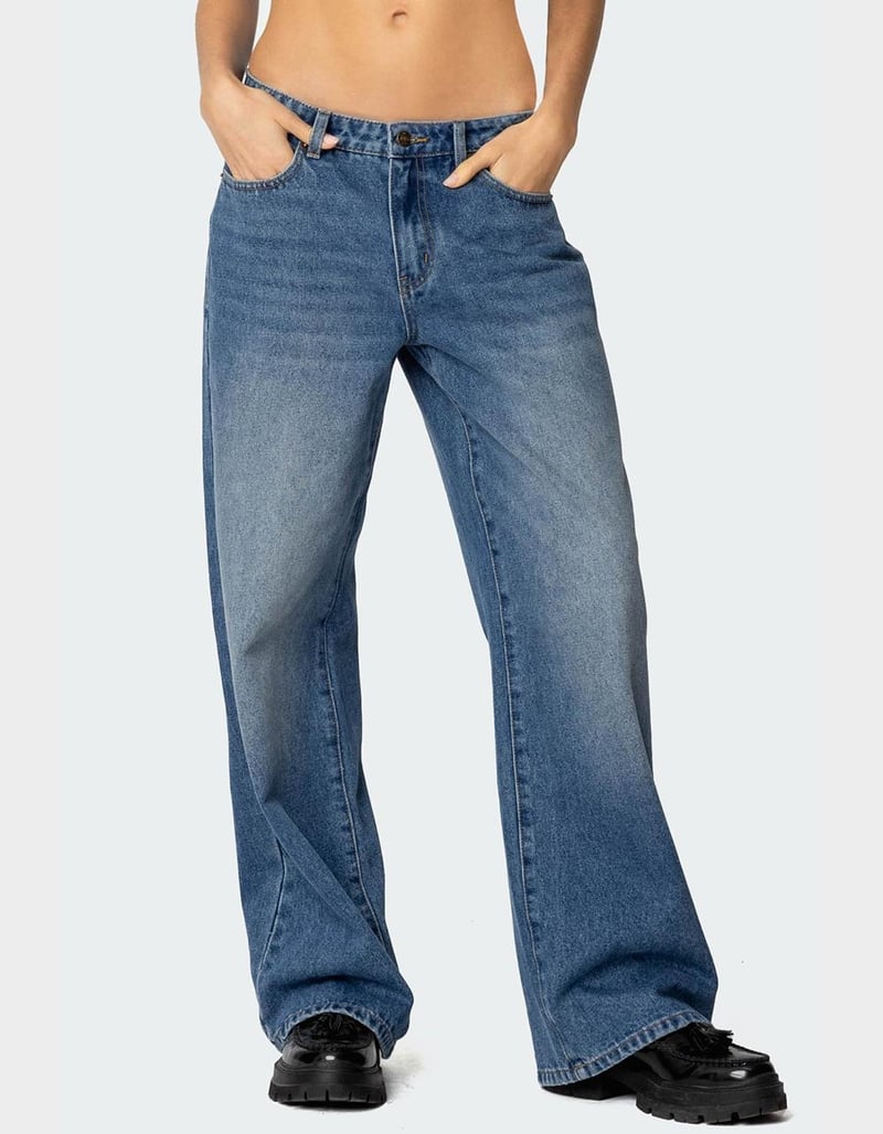 EDIKTED NYC Washed Low Rise Jeans - LIGHT BLUE | Tillys