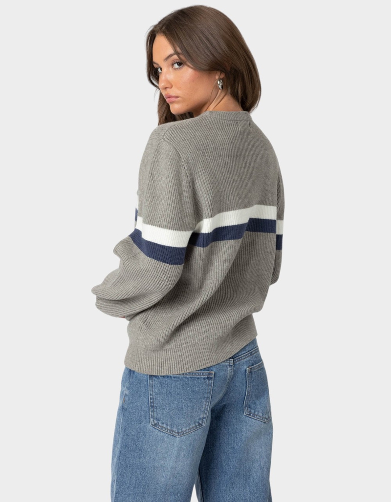 EDIKTED Nautical Striped Oversized Sweater - GRAY | Tillys