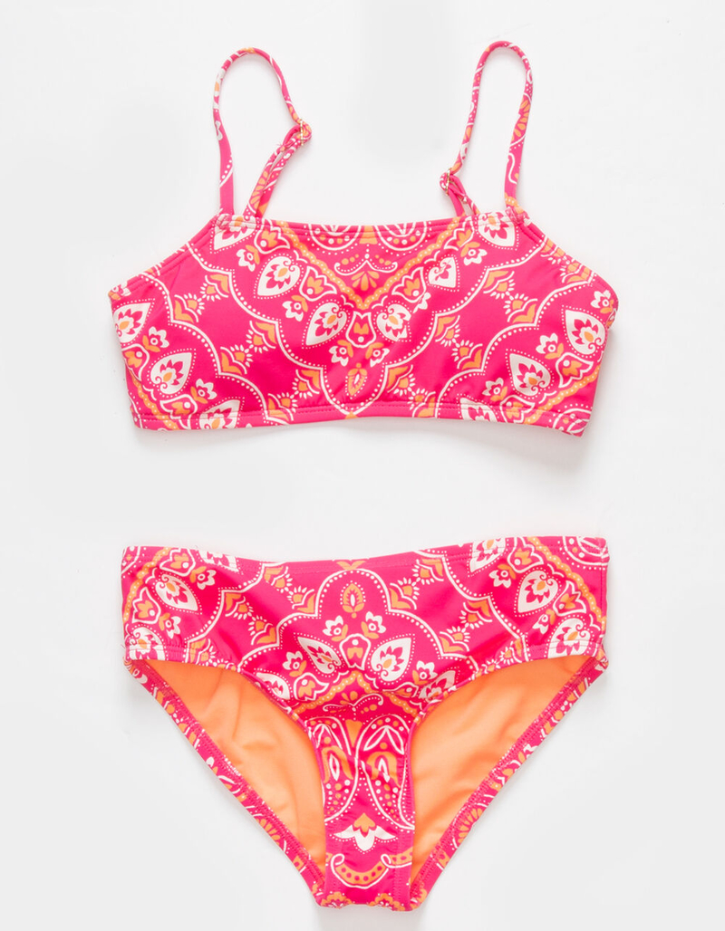 HOBIE Square Neck Bralette Girls Bikini Set - PINK COMBO - 10 | Tillys