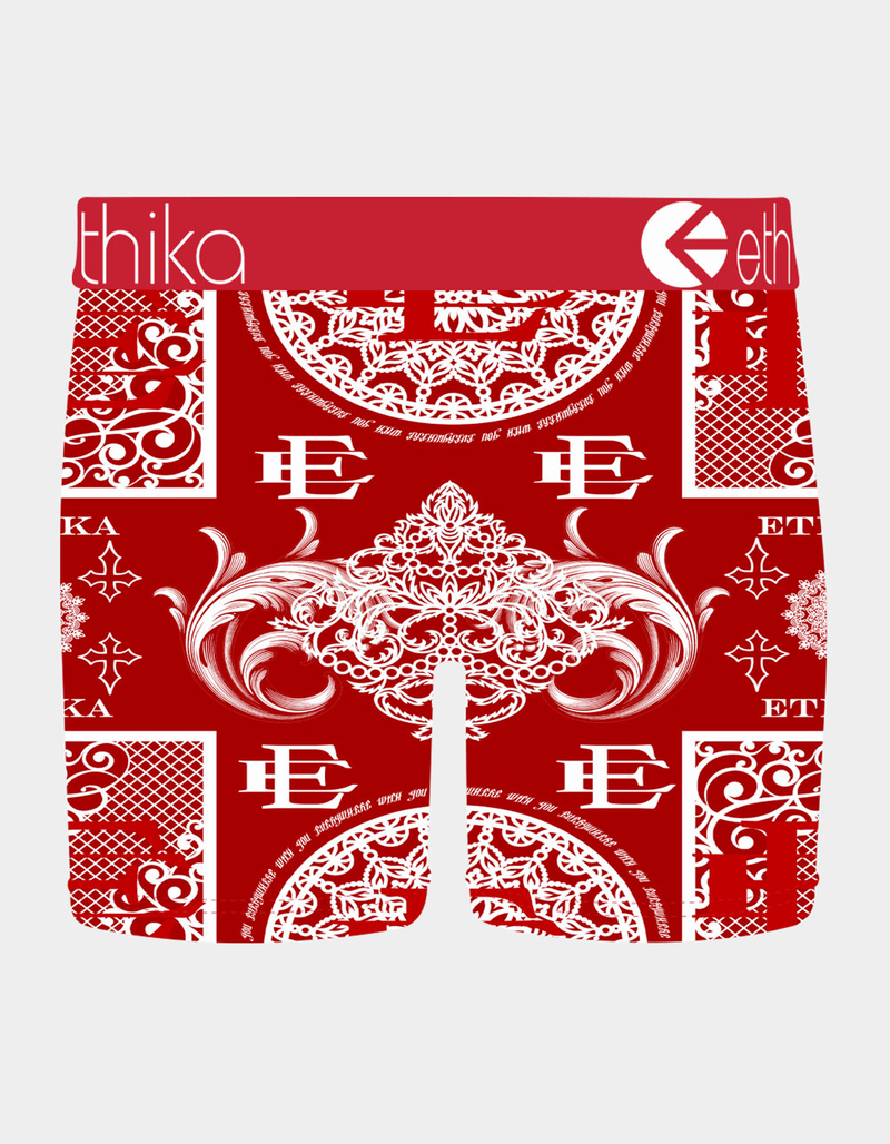 ETHIKA Lace Me Mens Mid Boxer Briefs - RED/WHITE - S | Tillys