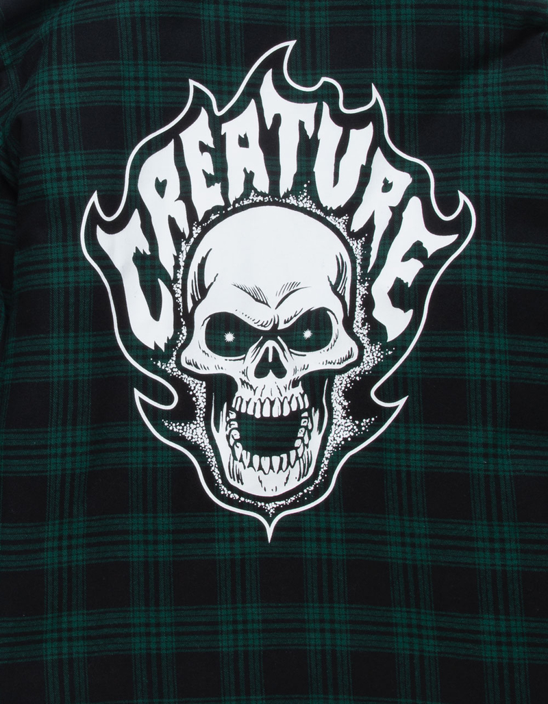 CREATURE Boneheads Flame Mens Flannel Jacket - GREEN - L | Tillys