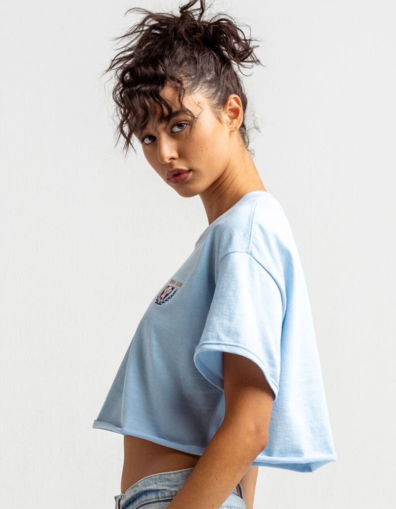 FULL TILT Tennis Club Embroidered Womens Crop Tee - LIGHT BLUE | Tillys