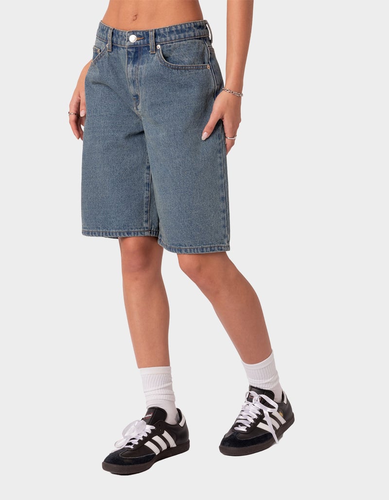EDIKTED Oversized Low Rise Denim Bermuda Shorts - LIGHT BLUE | Tillys